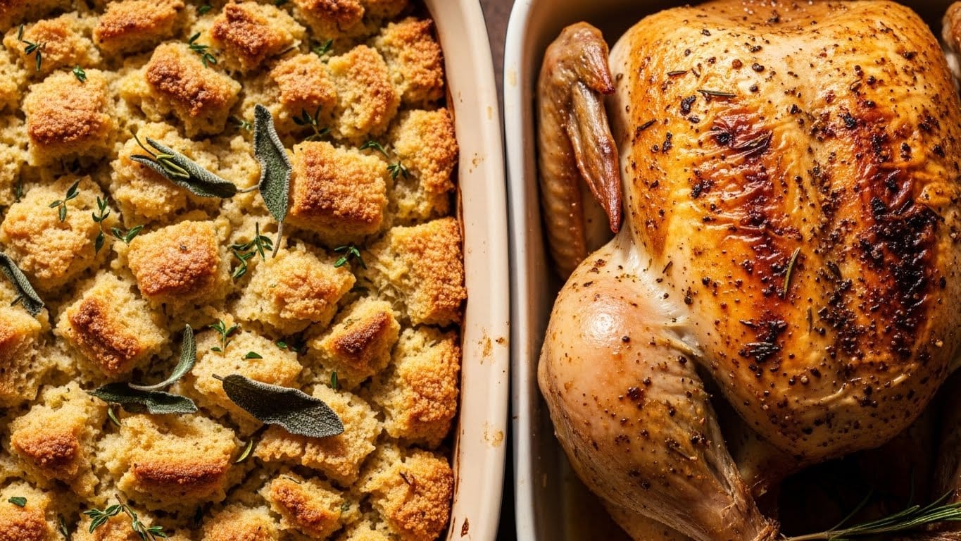 Roast Chicken with Herb Stuffing Recipe - Easy Sunday Dinner