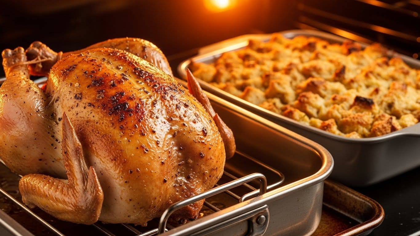 Roast Chicken with Herb Stuffing Recipe - Easy Sunday Dinner